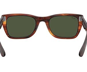 Ray-Ban RB2248 Caribbean Rectangular Sunglasses, Striped Havana/G-15 Green, 52 mm