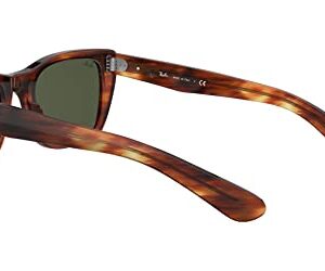 Ray-Ban RB2248 Caribbean Rectangular Sunglasses, Striped Havana/G-15 Green, 52 mm