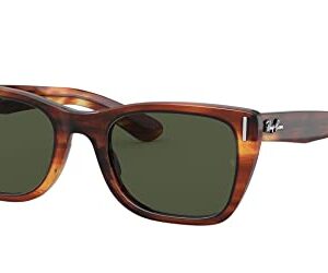 Ray-Ban RB2248 Caribbean Rectangular Sunglasses, Striped Havana/G-15 Green, 52 mm