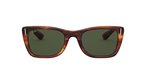 Ray-Ban RB2248 Caribbean Rectangular Sunglasses, Striped Havana/G-15 Green, 52 mm