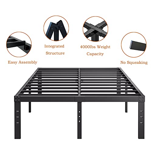 COMASACH 16 inch Full Bed Frame No Box Spring Needed, 3500 lbs Heavy Duty Metal Platform Bed Frames, Non-Slip and Noise-Free Mattress Foundation, Black