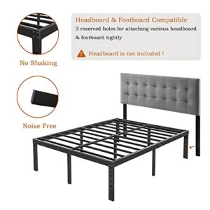 COMASACH 16 inch Full Bed Frame No Box Spring Needed, 3500 lbs Heavy Duty Metal Platform Bed Frames, Non-Slip and Noise-Free Mattress Foundation, Black