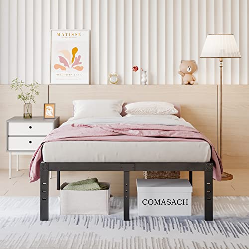 COMASACH 16 inch Full Bed Frame No Box Spring Needed, 3500 lbs Heavy Duty Metal Platform Bed Frames, Non-Slip and Noise-Free Mattress Foundation, Black