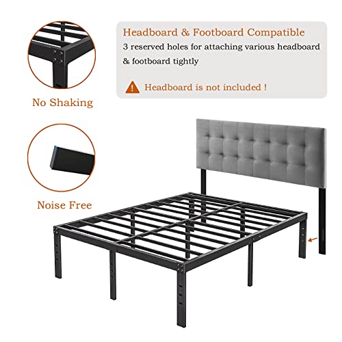 COMASACH 16 Inch Bed Frames Queen Size 3500 lbs Heavy Duty Platform with Sturdy Metal Slats, No Box Spring Needed, Easy Assembly, Under Bed Storage, Noise-Free, Non-Slip