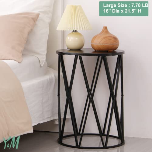 Y&M Set of 3 Nesting Metal Round Coffee Table, Side Table End Table for Indoor Outdoor Multifunctional Use,Heavy Duty Metal Plant Stand Decorative Garden Stool- Black(Ship from US)