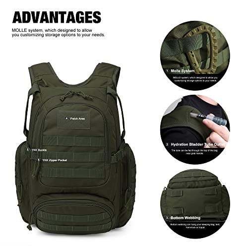 Mardingtop 25L Tactical Backpacks Molle Hiking daypacks for Camping Hiking Military Traveling Motorcycle Army Green