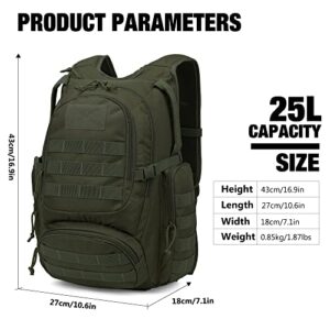 Mardingtop 25L Tactical Backpacks Molle Hiking daypacks for Camping Hiking Military Traveling Motorcycle Army Green