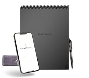 rocketbook flip - with 1 pilot frixion pen & 1 microfiber cloth included - gray cover, letter size (8.5" x 11")