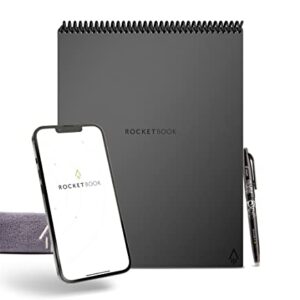 Rocketbook Flip - with 1 Pilot Frixion Pen & 1 Microfiber Cloth Included - Gray Cover, Letter Size (8.5" x 11")