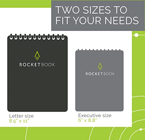 Rocketbook Flip - with 1 Pilot Frixion Pen & 1 Microfiber Cloth Included - Gray Cover, Letter Size (8.5" x 11")