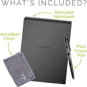 Rocketbook Flip - with 1 Pilot Frixion Pen & 1 Microfiber Cloth Included - Gray Cover, Letter Size (8.5" x 11")