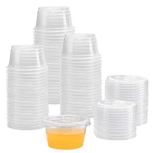 hedume 300 sets 4oz portion cups with lids, bpa-free clear disposable plastic cups for souffle, jello, meal prep, portion control, salad dressing, slime, condiment container