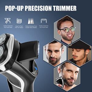 Men Electric Razor, ROAMAN Rechargeable Corded and Cordless Electric Shaver for Men with Pop-up Trimmer, Wet Dry IPX7 Waterproof LED Display 100-240v