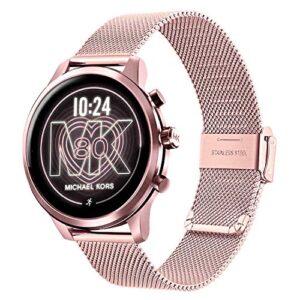 trumirr women watchband for michael kors access gen 4 mkgo/mkgo gen 5e 43mm, mesh woven stainless steel watch band quick release strap wristband for michael kors access gen 5 lexington smartwatch