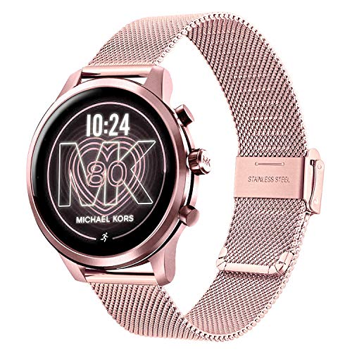 TRUMiRR Women Watchband for Michael Kors Access Gen 4 MKGO/MKGO Gen 5E 43mm, Mesh Woven Stainless Steel Watch Band Quick Release Strap Wristband for Michael Kors Access Gen 5 Lexington Smartwatch