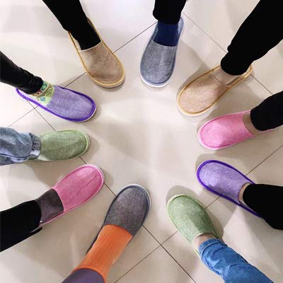 UILB 10 Pairs Disposable Home Slippers for Family Spa Guests Hotels Office - Mixed Multi-Color Slippers Home Party, Housewarming (10Pairs)