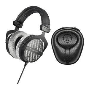 beyerdynamic dt-990 pro acoustically open headphones (250 ohms) with knox gear large hard shell headphone case bundle (2 items)