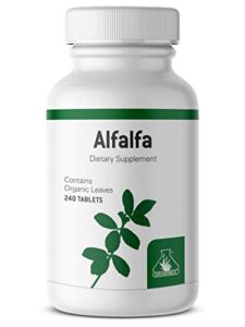 graminex alfalfa tablets - non-gmo green superfood supplement with vitamins, minerals, amino acids - 240 tablets