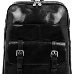 Time Resistance Leather Backpack Vintage Rucksack Purse for Laptop up to 15 in Black