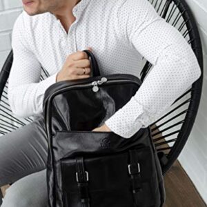 Time Resistance Leather Backpack Vintage Rucksack Purse for Laptop up to 15 in Black