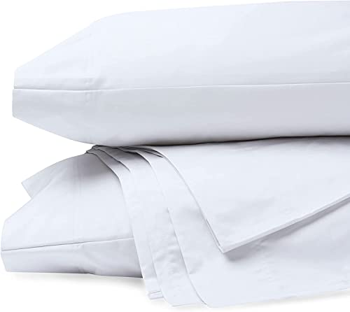 Purity Home Organic 100% Cotton Percale Sheet Set, Twin White, College Dorm Twin 3 Piece Cooling Bed Sheets, with Elasticized Deep Pockets, Eco-Friendly & Breathable, Bedding Sheets for Twin Size Bed