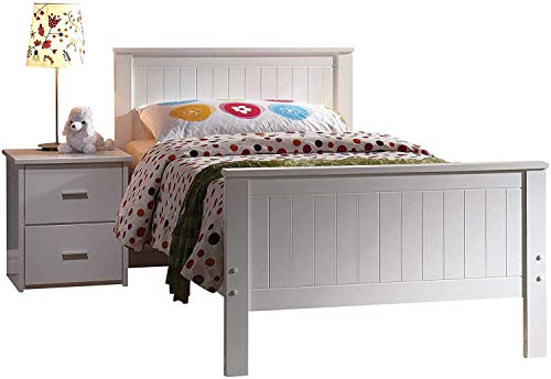 Harper&Bright Designs Twin Bed Frame, Solid Wood White Twin Size Captain Bed with Headboard and Footboard, No Box Spring Needed, Easy Assembly Wooden Bed Support, Ideal for Girls Bedroom, Guest Room