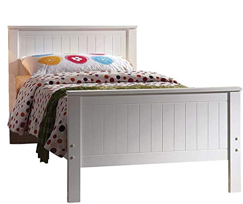 Harper&Bright Designs Twin Bed Frame, Solid Wood White Twin Size Captain Bed with Headboard and Footboard, No Box Spring Needed, Easy Assembly Wooden Bed Support, Ideal for Girls Bedroom, Guest Room