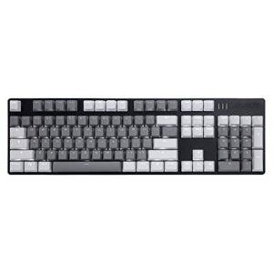 ak50 wired classic 104 mechanical gaming keyboard – blue switches - pbt keycaps – white-grey matching – white backlit - durable aluminum frame – for windows computer office gaming pc - black