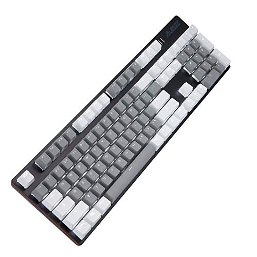 AK50 Wired Classic 104 Mechanical Gaming Keyboard – Blue Switches - PBT Keycaps – White-Grey Matching – White Backlit - Durable Aluminum Frame – for Windows Computer Office Gaming PC - Black