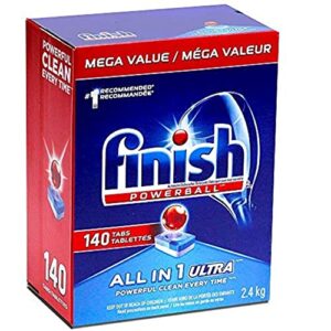 finish powerball automatic dishwasher detergent, all in 1 ultra powerful clean, 2.4 kg - 140 tabs