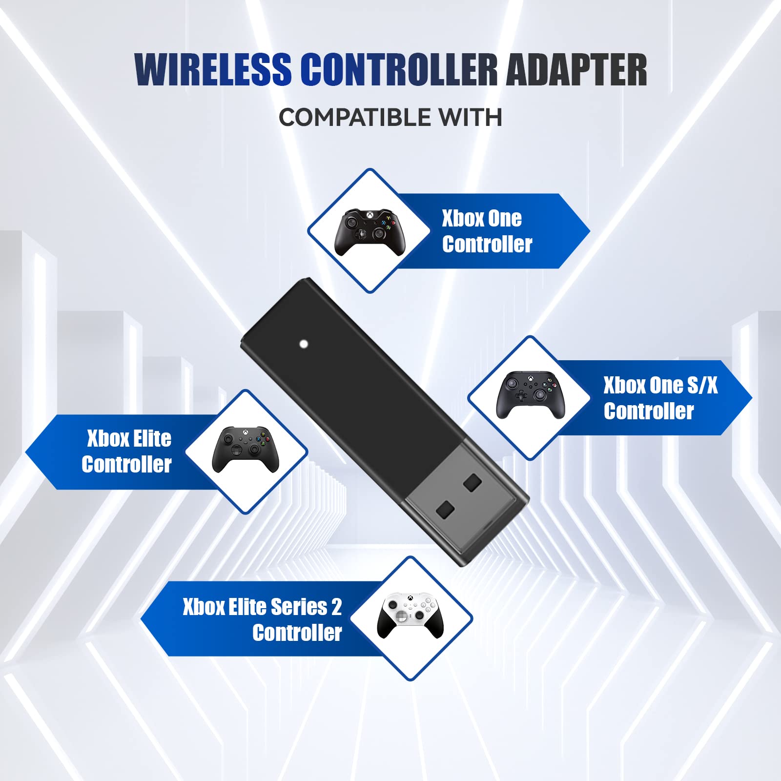 Wireless Adapter for Xbox, Wireless Xbox Adapter for PC Windows 10/8/8.1/7, Wireless Controller Adapter Compatible with Xbox One, Xbox One X|S, Elite|Elite Series 2, Xbox Series X|S Controller