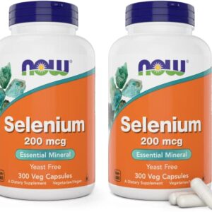 Now Foods Selenium 200mcg Capsules, 300 Count (Pack of 2) - L Selenomethionine Mineral Supplement for Women & Men - Veg Caps, Non-GMO, Vegan Friendly, Yeast-Free