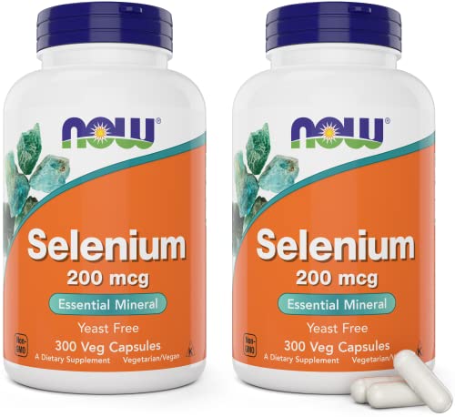 Now Foods Selenium 200mcg Capsules, 300 Count (Pack of 2) - L Selenomethionine Mineral Supplement for Women & Men - Veg Caps, Non-GMO, Vegan Friendly, Yeast-Free