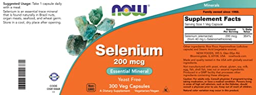 Now Foods Selenium 200mcg Capsules, 300 Count (Pack of 2) - L Selenomethionine Mineral Supplement for Women & Men - Veg Caps, Non-GMO, Vegan Friendly, Yeast-Free