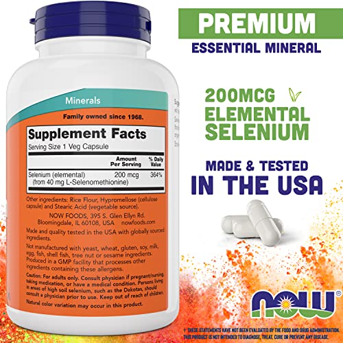 Now Foods Selenium 200mcg Capsules, 300 Count (Pack of 2) - L Selenomethionine Mineral Supplement for Women & Men - Veg Caps, Non-GMO, Vegan Friendly, Yeast-Free