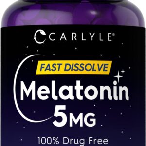 Carlyle Melatonin 5 mg Fast Dissolve 300 Tablets | Natural Berry Flavor | Vegetarian, Non-GMO Supplement