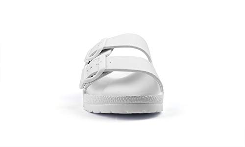 Qtdstz Women's Comfort Slides Summer Double Buckle Adjustable EVA Flat Sandals