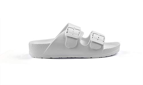 Qtdstz Women's Comfort Slides Summer Double Buckle Adjustable EVA Flat Sandals