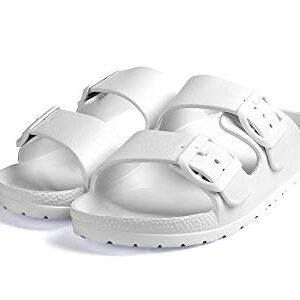 Qtdstz Women's Comfort Slides Summer Double Buckle Adjustable EVA Flat Sandals