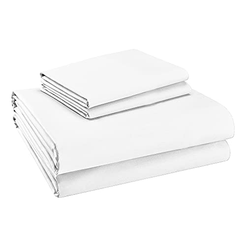 Purity Home 300 Thread Count Organic 100% Cotton Percale Sheet Set, Full White with Elasticized Deep Pockets Eco-Friendly & Breathable, Cooling Bed Sheets, 4 Piece Bedding Sheets Full Size Bed