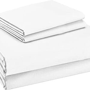 Purity Home 300 Thread Count Organic 100% Cotton Percale Sheet Set, Full White with Elasticized Deep Pockets Eco-Friendly & Breathable, Cooling Bed Sheets, 4 Piece Bedding Sheets Full Size Bed