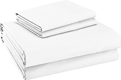 Purity Home 300 Thread Count Organic 100% Cotton Percale Sheet Set, Full White with Elasticized Deep Pockets Eco-Friendly & Breathable, Cooling Bed Sheets, 4 Piece Bedding Sheets Full Size Bed