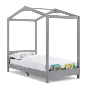 delta children poppy house wood twin bed, platform bed - no box spring needed, grey