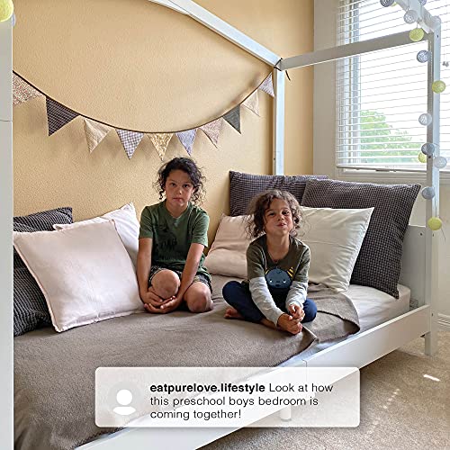 Delta Children Poppy House Wood Twin Bed, Platform Bed - No Box Spring Needed, Grey