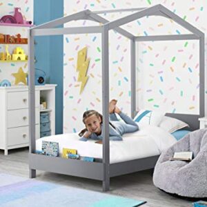 Delta Children Poppy House Wood Twin Bed, Platform Bed - No Box Spring Needed, Grey