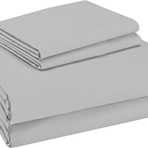 Purity Home 400 Thread Count 100% Cotton Sheets, Cooling Percale Queen Light Gray Sheet Set, with Elasticized Deep Pocket Bed Sheets, Hotel Luxury 4 Piece Queen Size Bedding Set - Queen, Light Gray