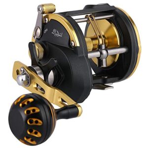 sougayilang trolling reel saltwater level wind reels, drag reels boat fishing ocean fishing for sea bass grouper salmon-sha30-golden