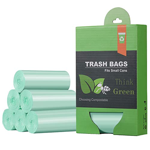 Small Trash Bags, 2.6 Gallon Compostable Trash Bags Bathroom Wastebasket Can Liners , 125 Count (Pack of 1) Mini Compost Trash Bags For Bedroom Office Fit 10 Liter ,Green