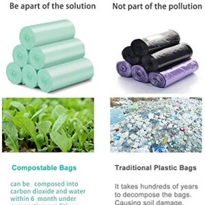 Small Trash Bags, 2.6 Gallon Compostable Trash Bags Bathroom Wastebasket Can Liners , 125 Count (Pack of 1) Mini Compost Trash Bags For Bedroom Office Fit 10 Liter ,Green