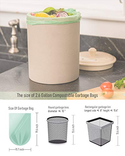 Small Trash Bags, 2.6 Gallon Compostable Trash Bags Bathroom Wastebasket Can Liners , 125 Count (Pack of 1) Mini Compost Trash Bags For Bedroom Office Fit 10 Liter ,Green